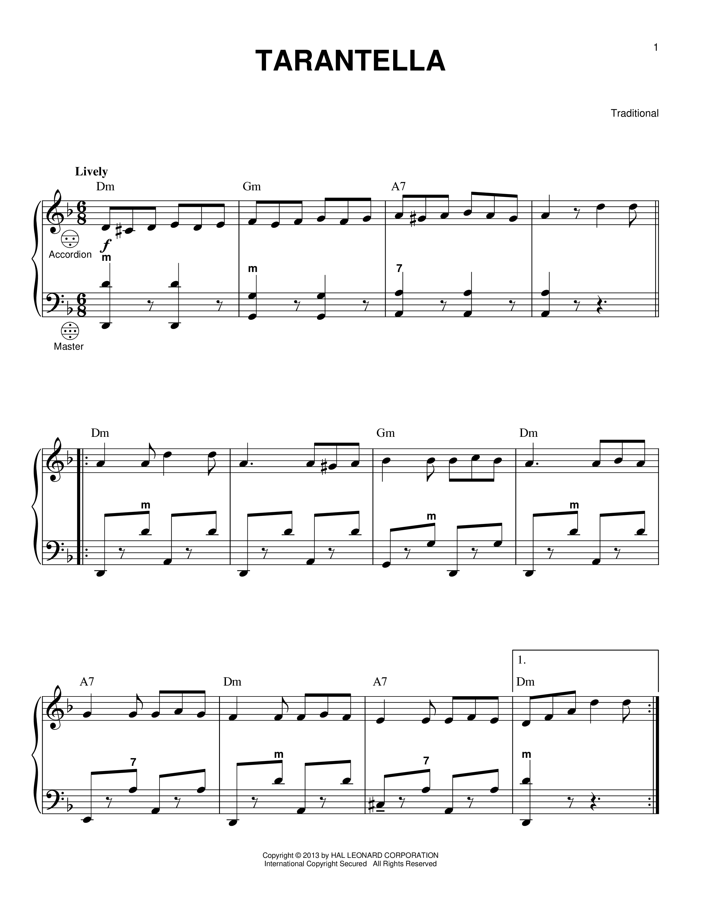 Play Official version of Tarantella sheet music by Misc Traditional for ...