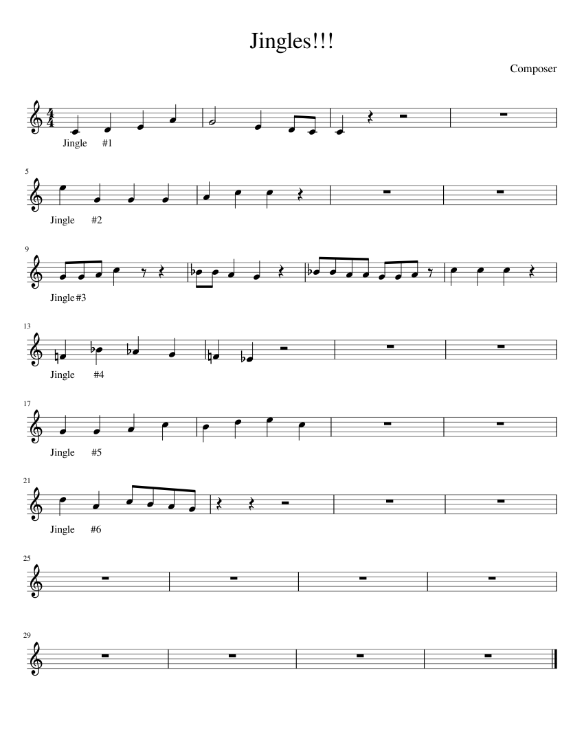 Jingles Sheet music for Piano (Solo) Easy | Musescore.com