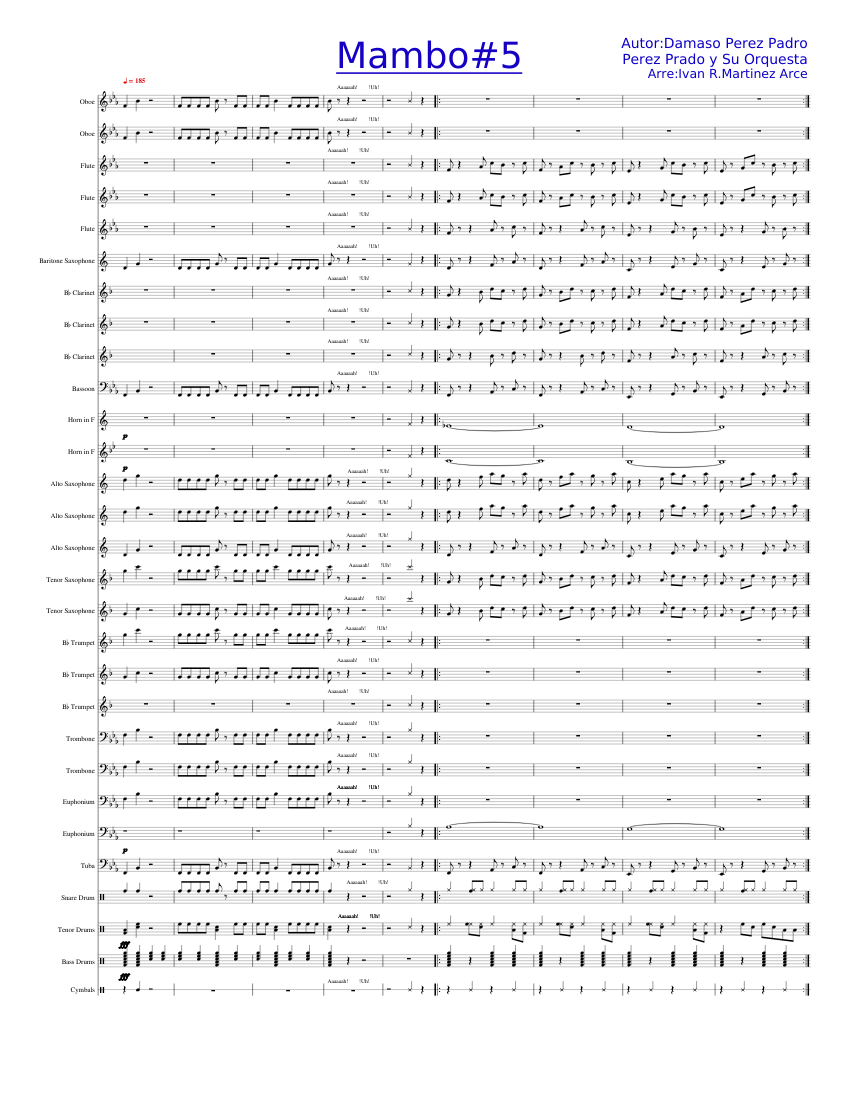 Mambo #5 Arre: Ivan R.Martinez Sheet music for Trombone, Euphonium ...
