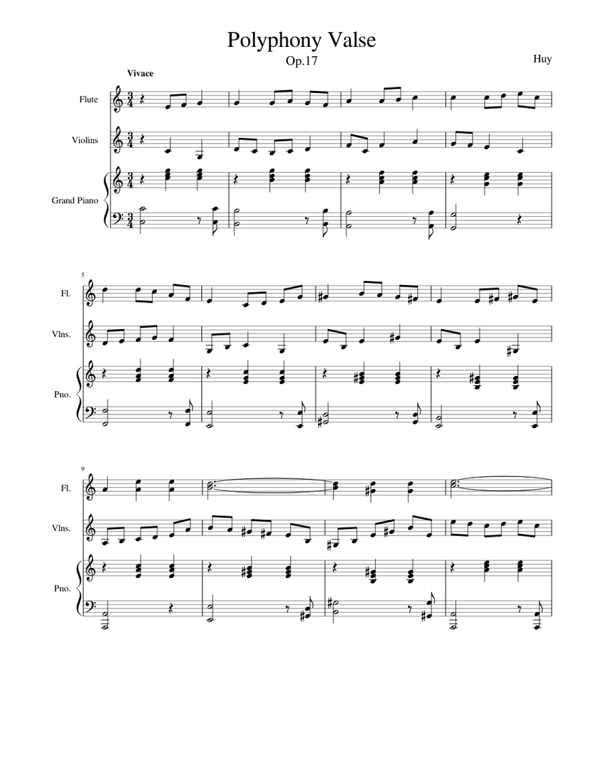 Polyphony Waltz Op.17 Sheet music for Flute (Solo) | Musescore.com