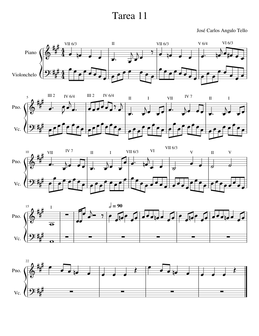 Tarea 11 Sheet music for Piano, Cello (Solo) | Musescore.com