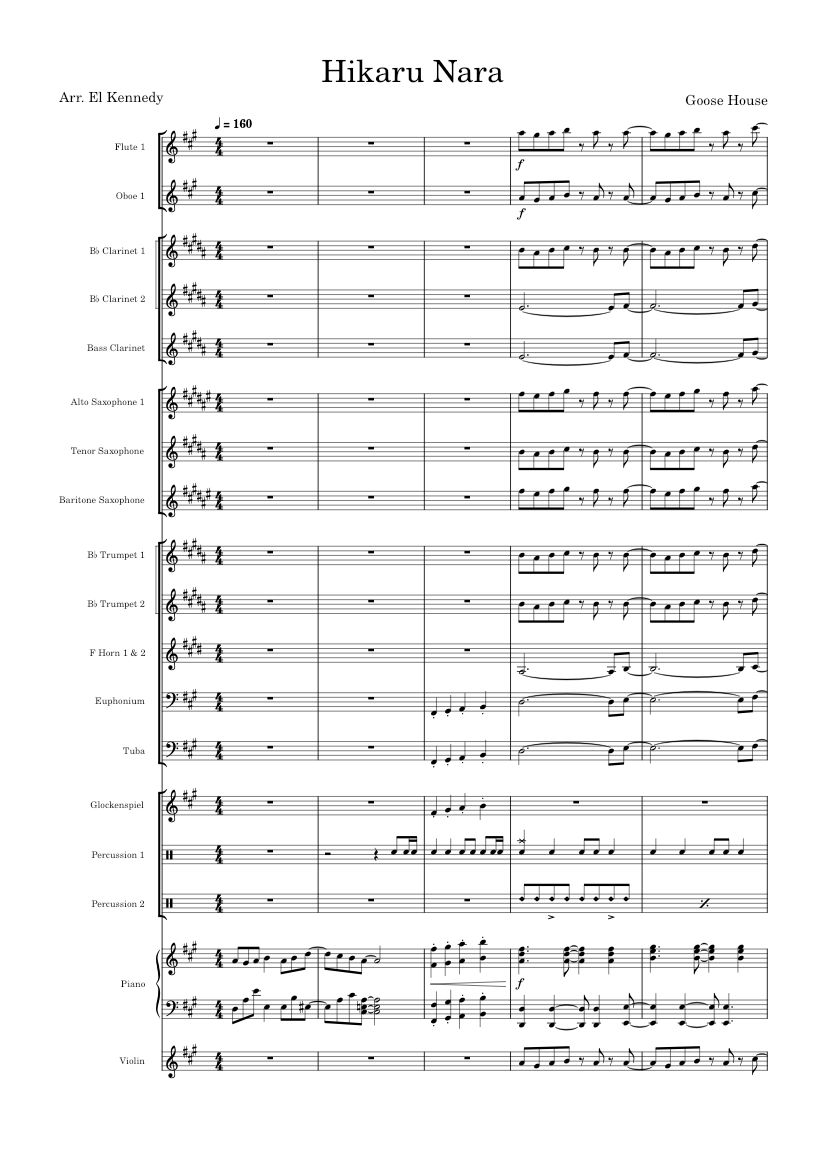 Hikaru Nara - Shigatsu Wa Kimi No Uso Sheet music for Piano, Euphonium ...