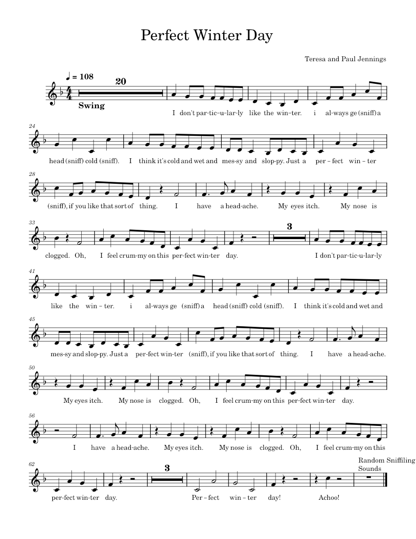 Perfect Winter Day-Part 2 – ccflute1 Sheet music for Oboe (Solo ...