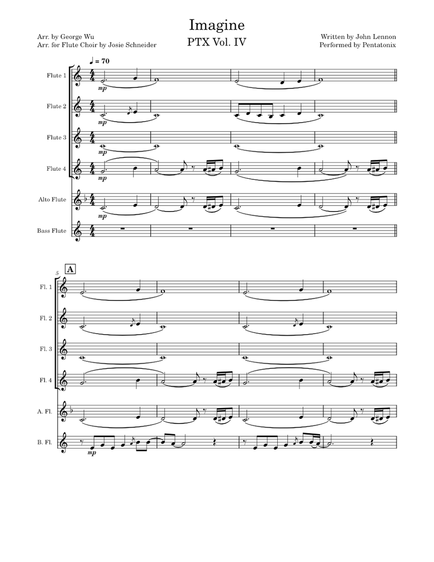 Imagine - Pentatonix Sheet music for Trombone, Trumpet in b-flat (Brass ...