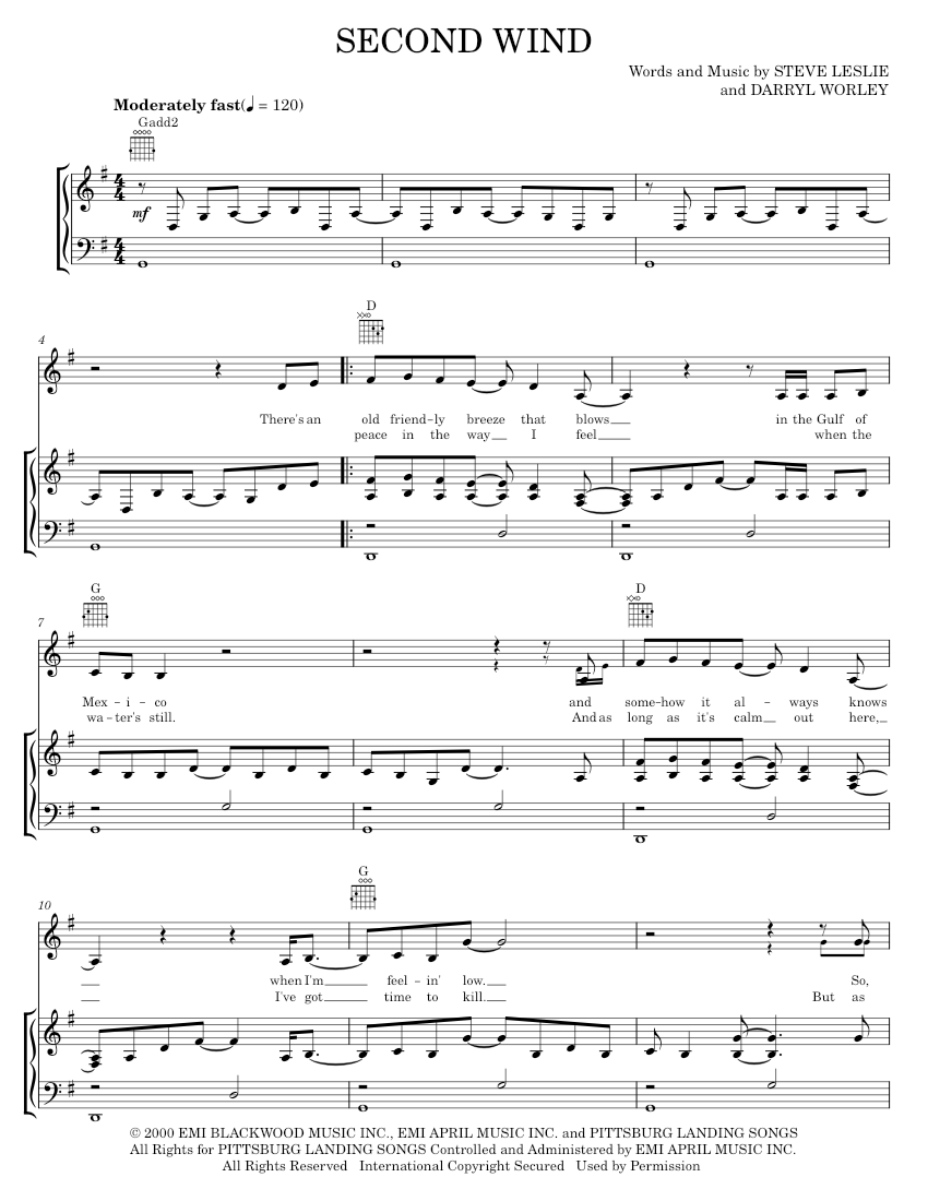 Play Official version of Second wind sheet music by Darryl Worley for ...