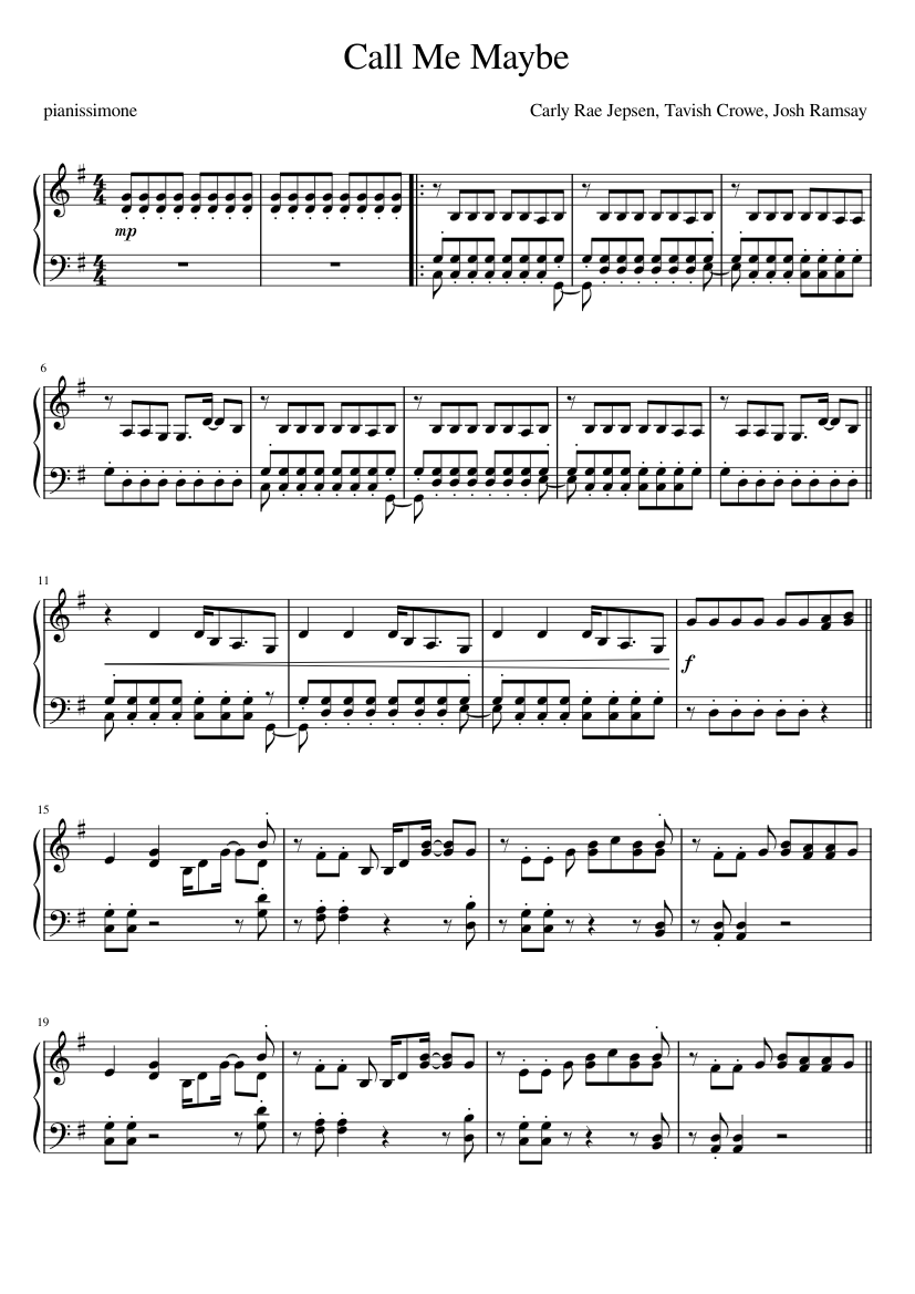 Call Me Maybe Sheet music for Piano (Solo) | Musescore.com