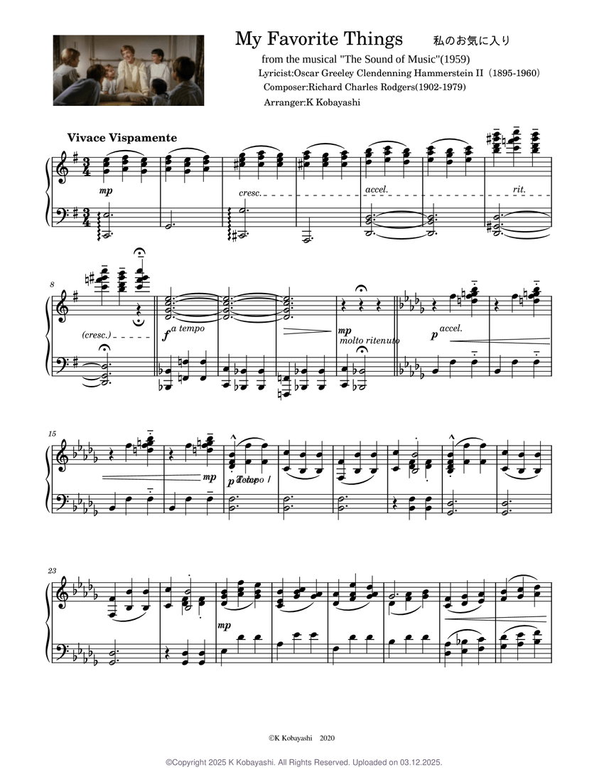 My Favorite Things - Richard Charles Rodgers Sheet music for Piano ...