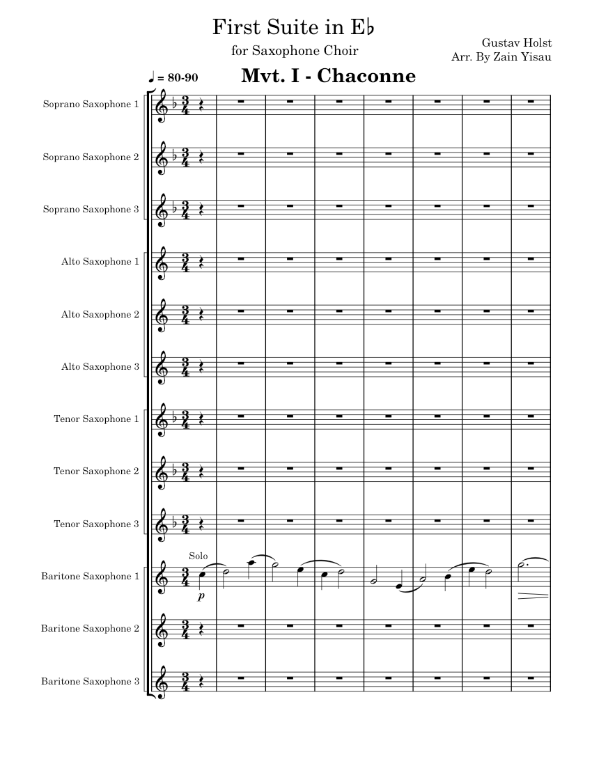 First Suite in Eb for Sax Choir Sheet music for Saxophone alto ...