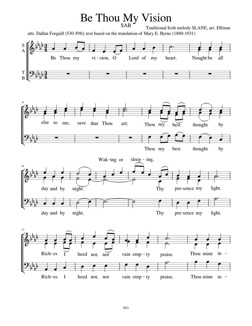 Be Thou My Vision Sheet music for Female, Male (Choral) | Musescore.com