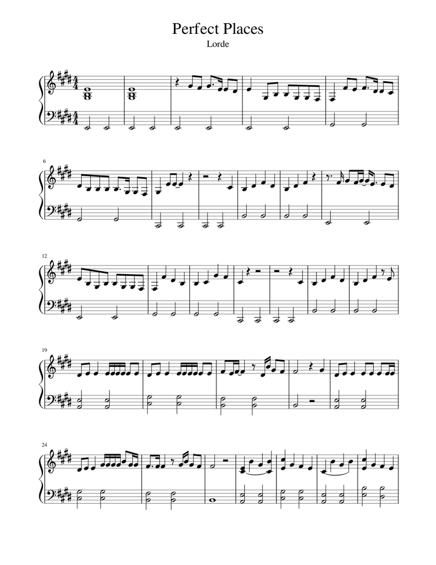 Perfect Places Sheet music for Piano (Solo) Easy | Musescore.com