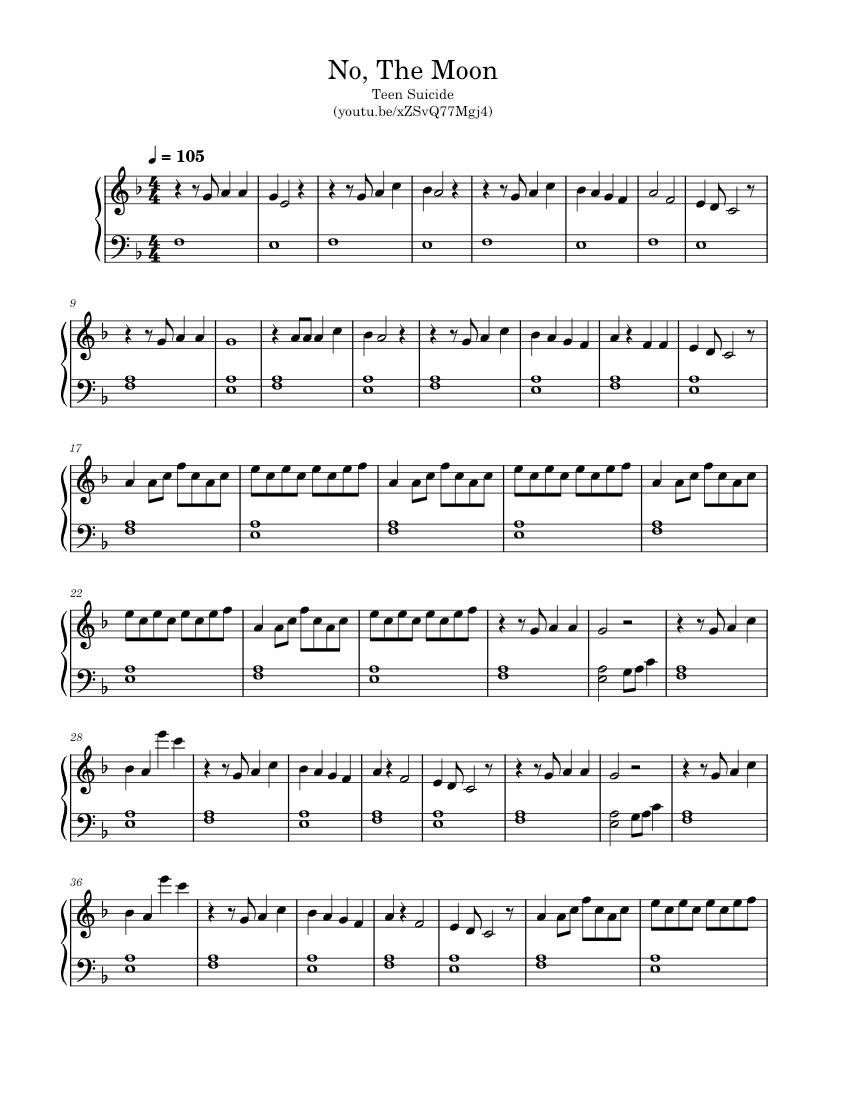 No, The Moon Sheet music for Piano (Solo) | Musescore.com