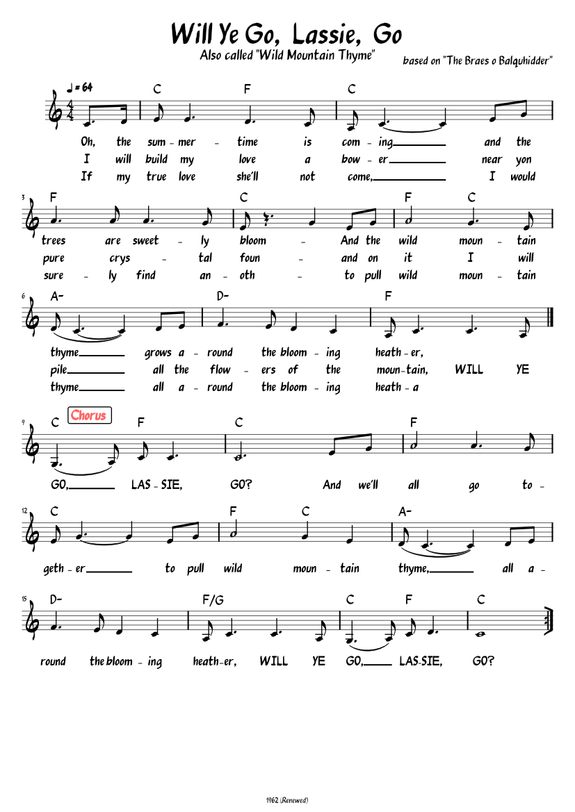Will Ye Go, Lassie, Go Sheet Music for Piano (Solo) easy | MuseScore.com