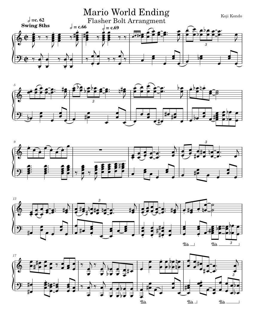 Super Mario World Ending (Tom Brier Tribute edition) Sheet music for ...