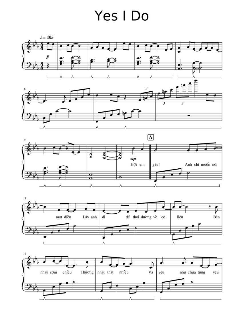 Yes I Do Sheet music for Piano (Solo) | Musescore.com