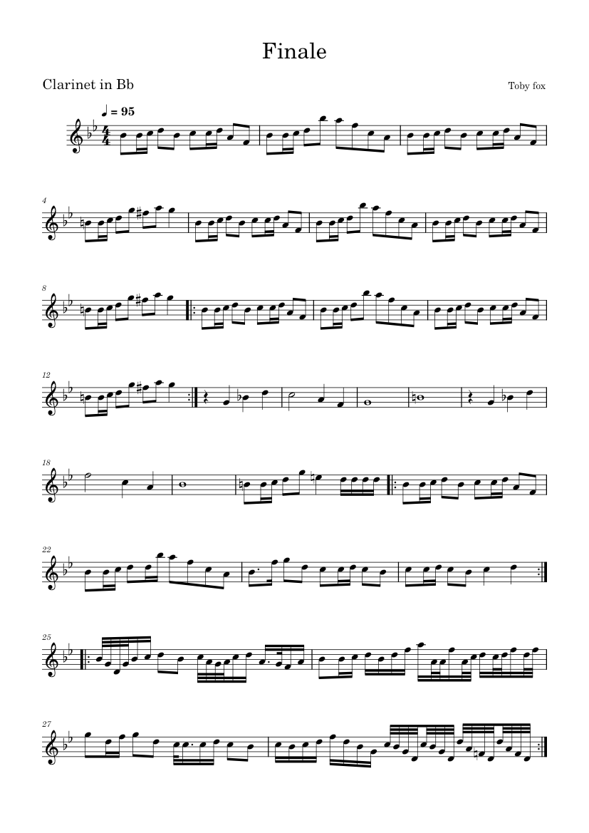 Finale – Toby Fox Sheet Music for Clarinet other (Solo) | MuseScore.com