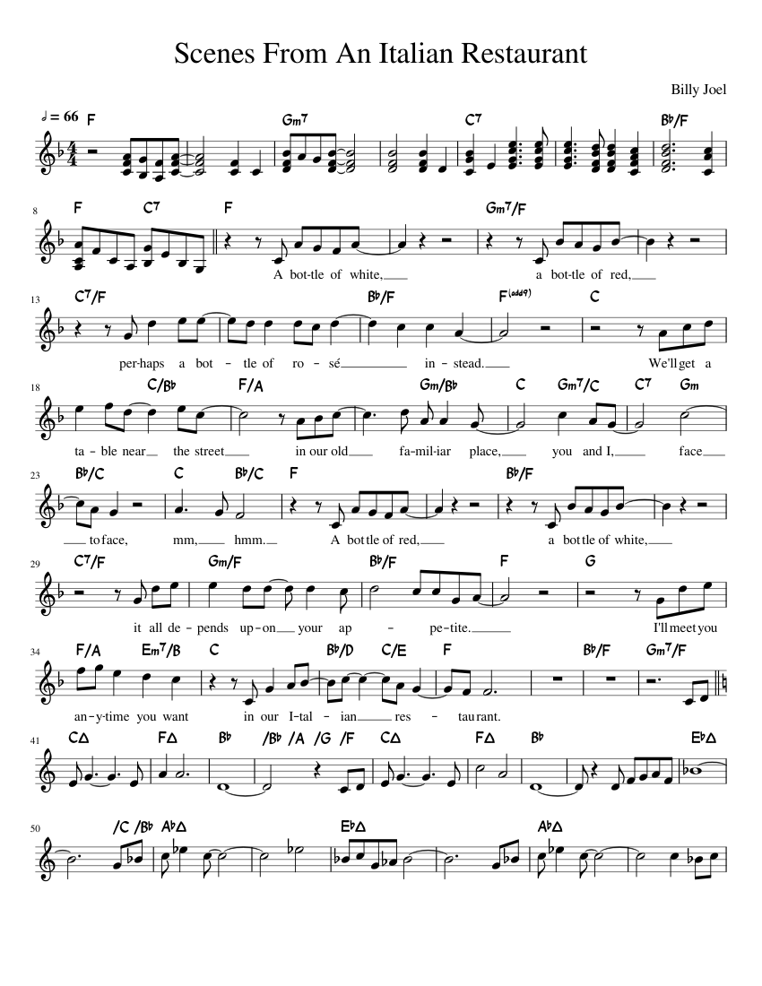 Scenes From An Italian Restaurant Sheet music for Piano (Solo) Easy ...