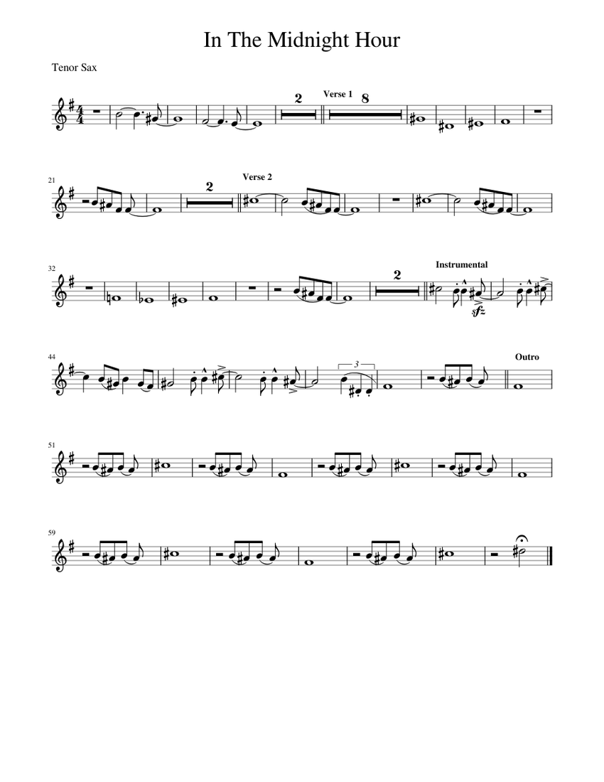 In The Midnight Hour Sheet music for Saxophone tenor (Solo) | Musescore.com