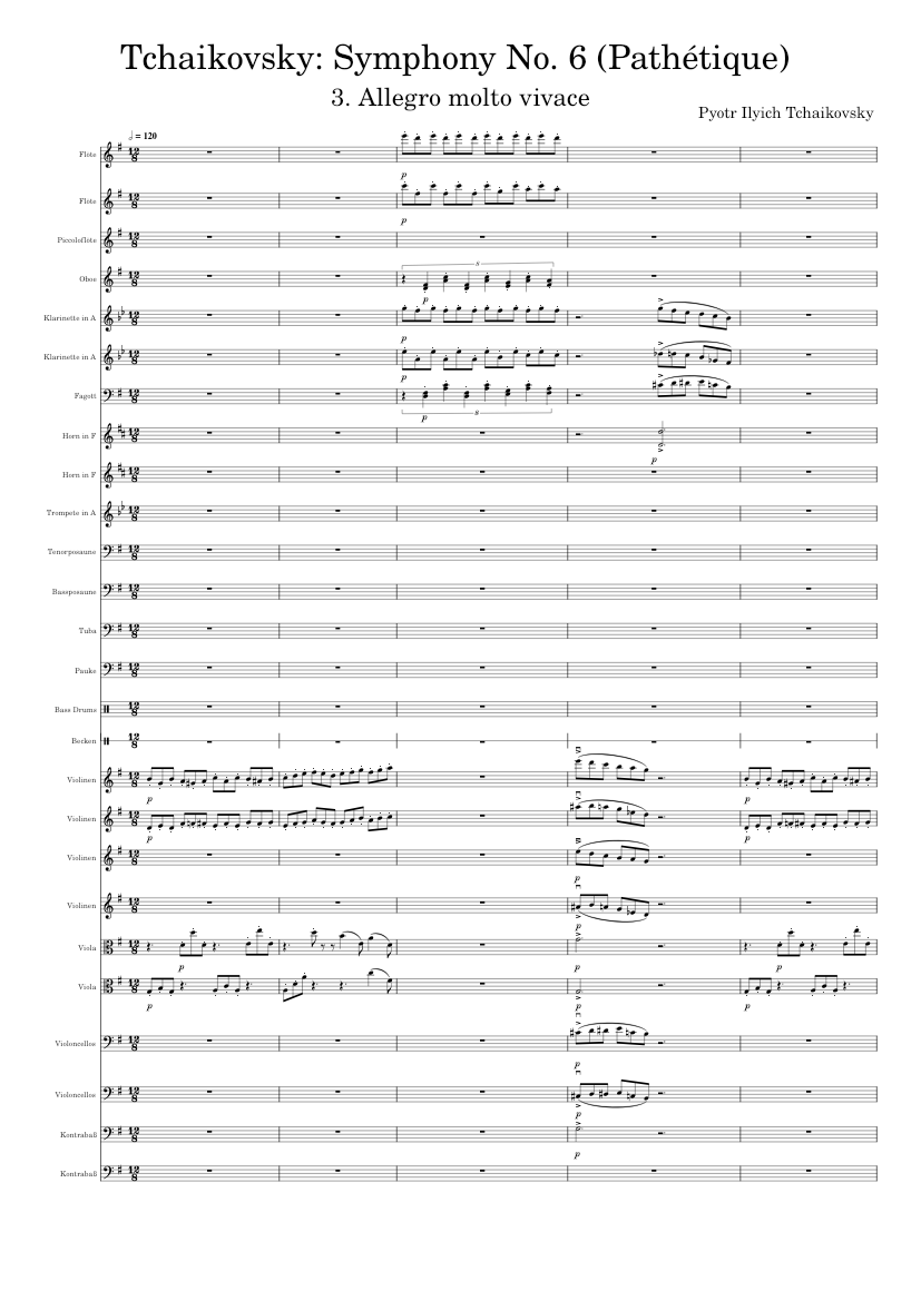 Tchaikovsky: Symphony No.6 "Pathetique" 3rd mov. Sheet music for Tuba, Trombone tenor, Trombone ...