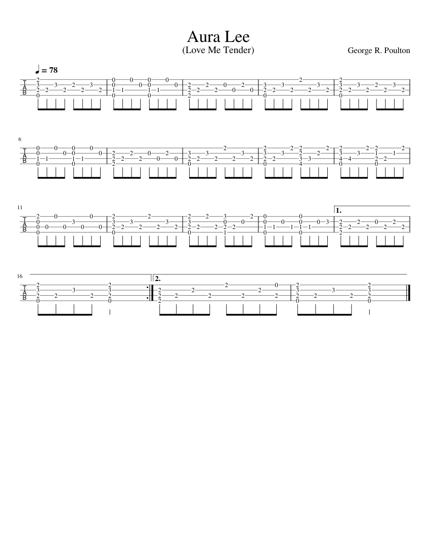 Aura Lea – George R. Poulton Sheet music for Ukulele (Solo) | Musescore.com