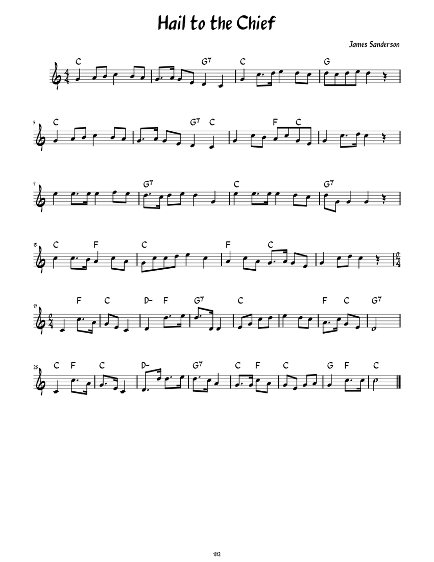 Hail to the Chief (Lead sheet ) Sheet music for Piano (Solo) Easy ...