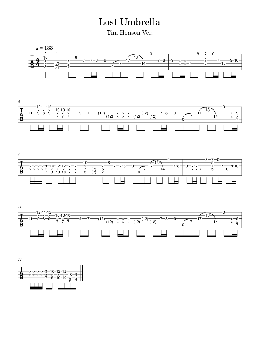 Lost Umbrella – inabakumori Lost Umbrella Sheet Music and Tab for ...
