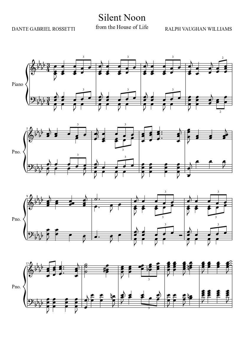 Silent Noon Sheet Music for Piano (Solo) | MuseScore.com