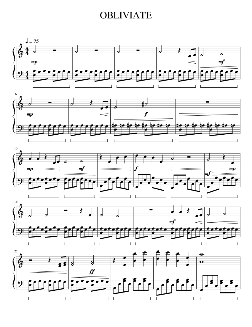Obliviate – Harry Potter OBLIVIATE Sheet music for Piano (Solo) Easy ...