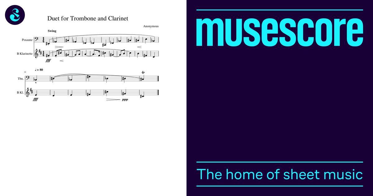 Duet for Trombone and Clarinet Sheet music for Trombone, Clarinet in b ...