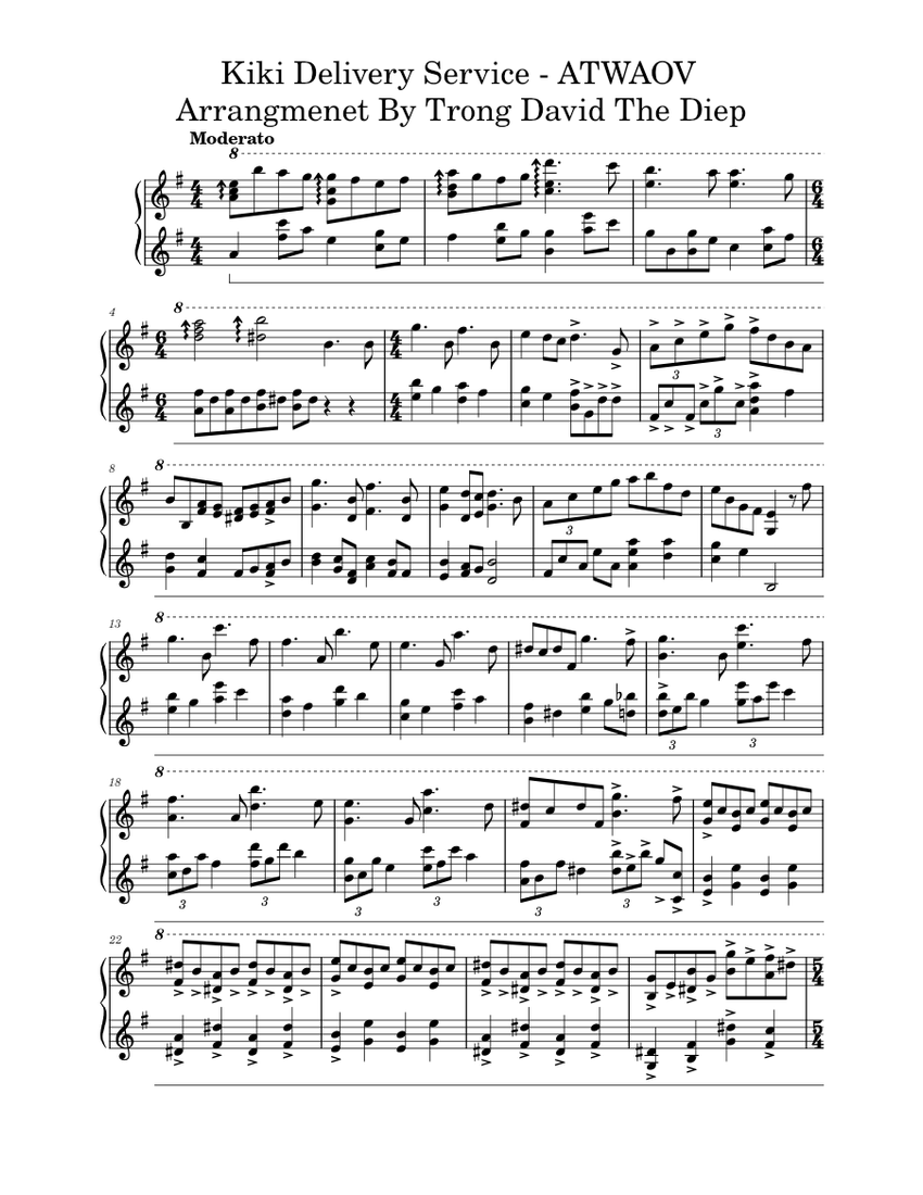 A Town with an Ocean View – Arrangment By Trong David The Diep Sheet ...