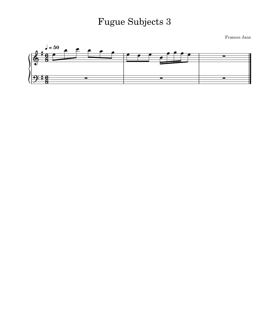 Fugue Subject 3 - Frances Jane Sheet music for Piano (Solo) Easy ...