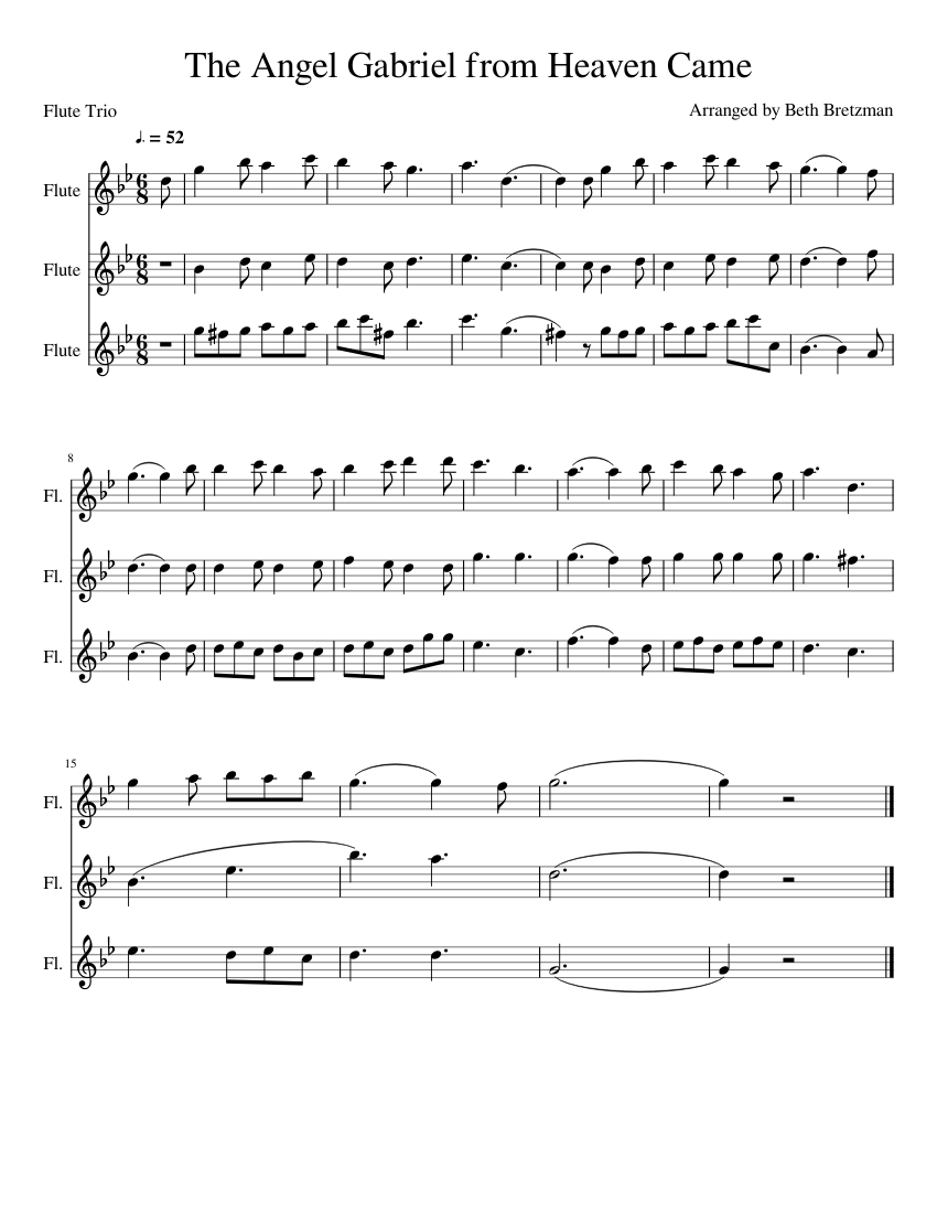 The Angel Gabriel from Heaven Came Sheet music for Flute (Mixed Trio ...