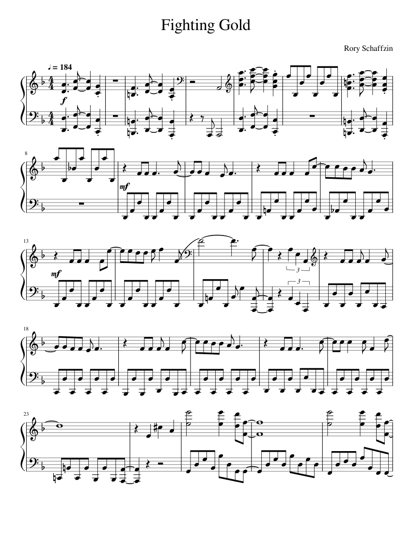 Fighting Gold Sheet music for Piano (Solo) | Musescore.com