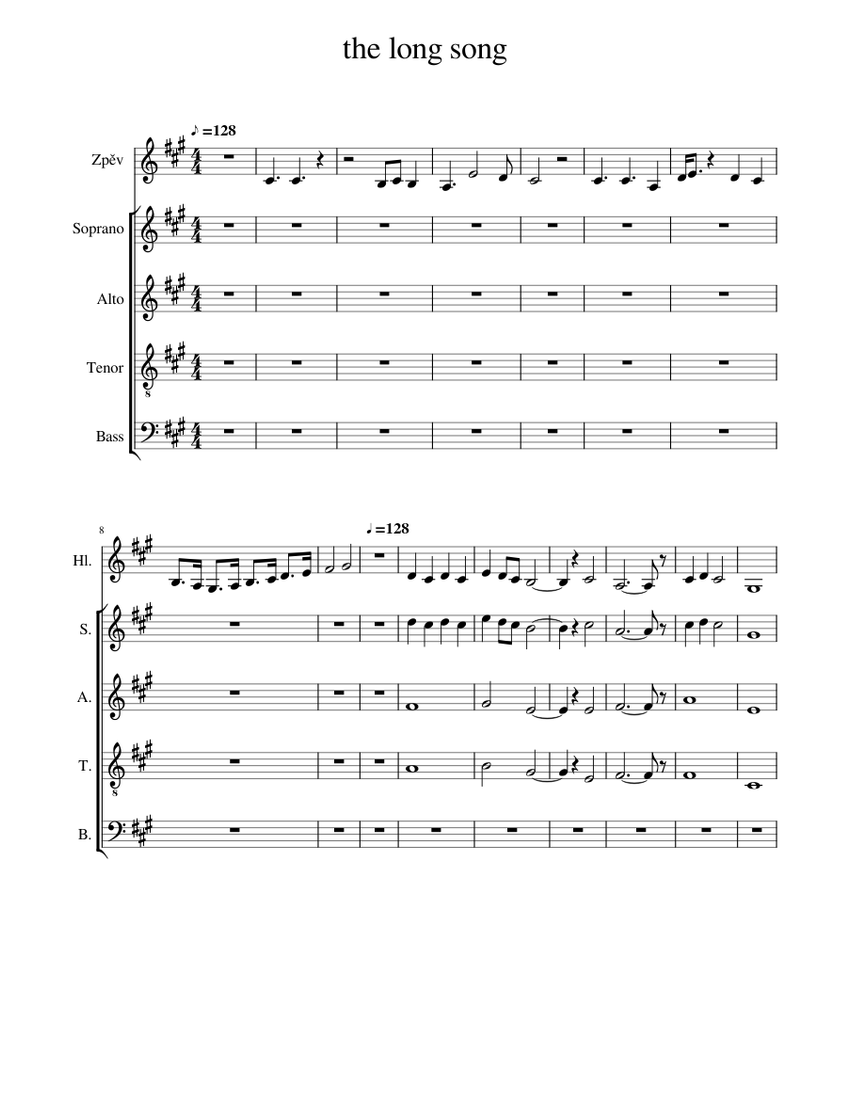 The Long song - choir Sheet music for Soprano, Alto, Tenor, Bass voice ...