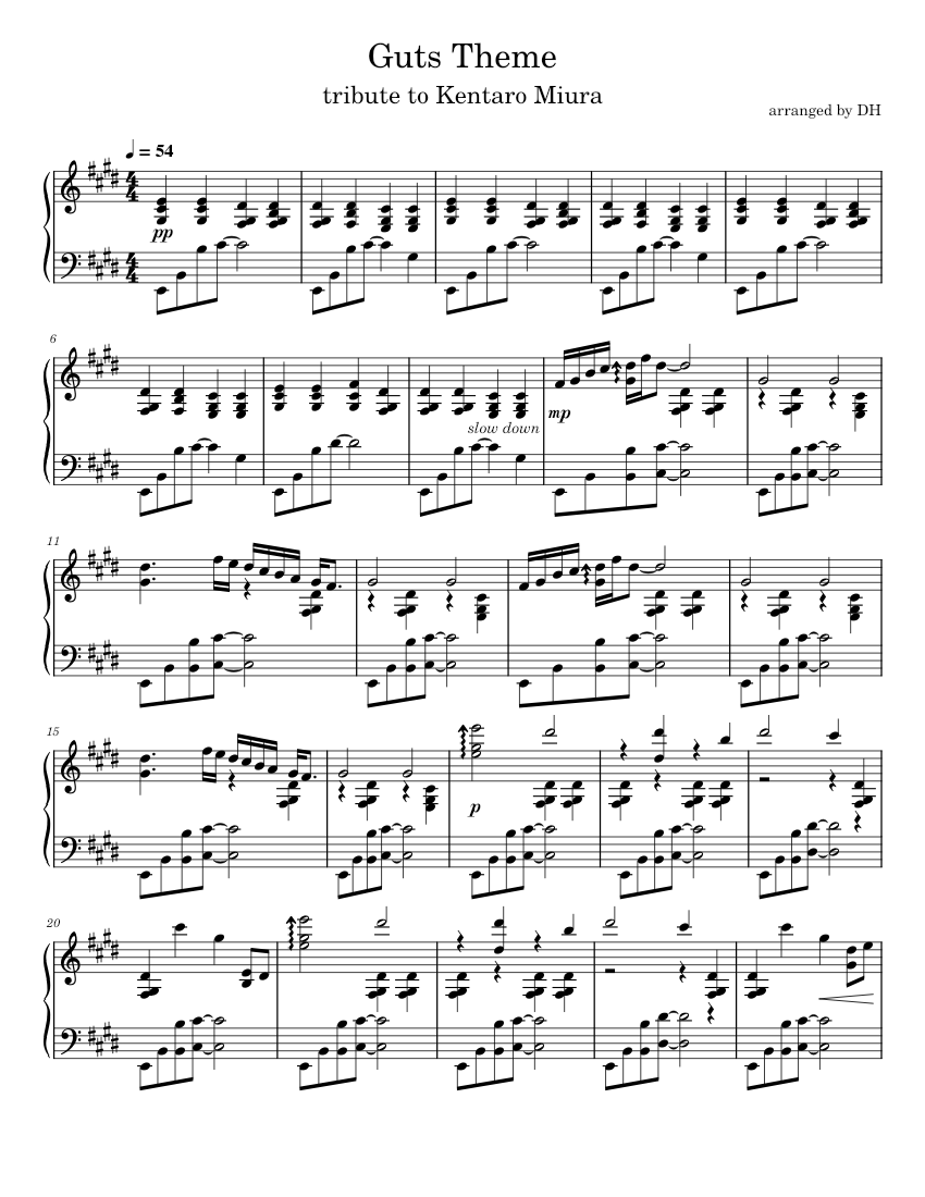 Guts_Theme - Berserk Sheet Music for Piano (Solo) | MuseScore.com