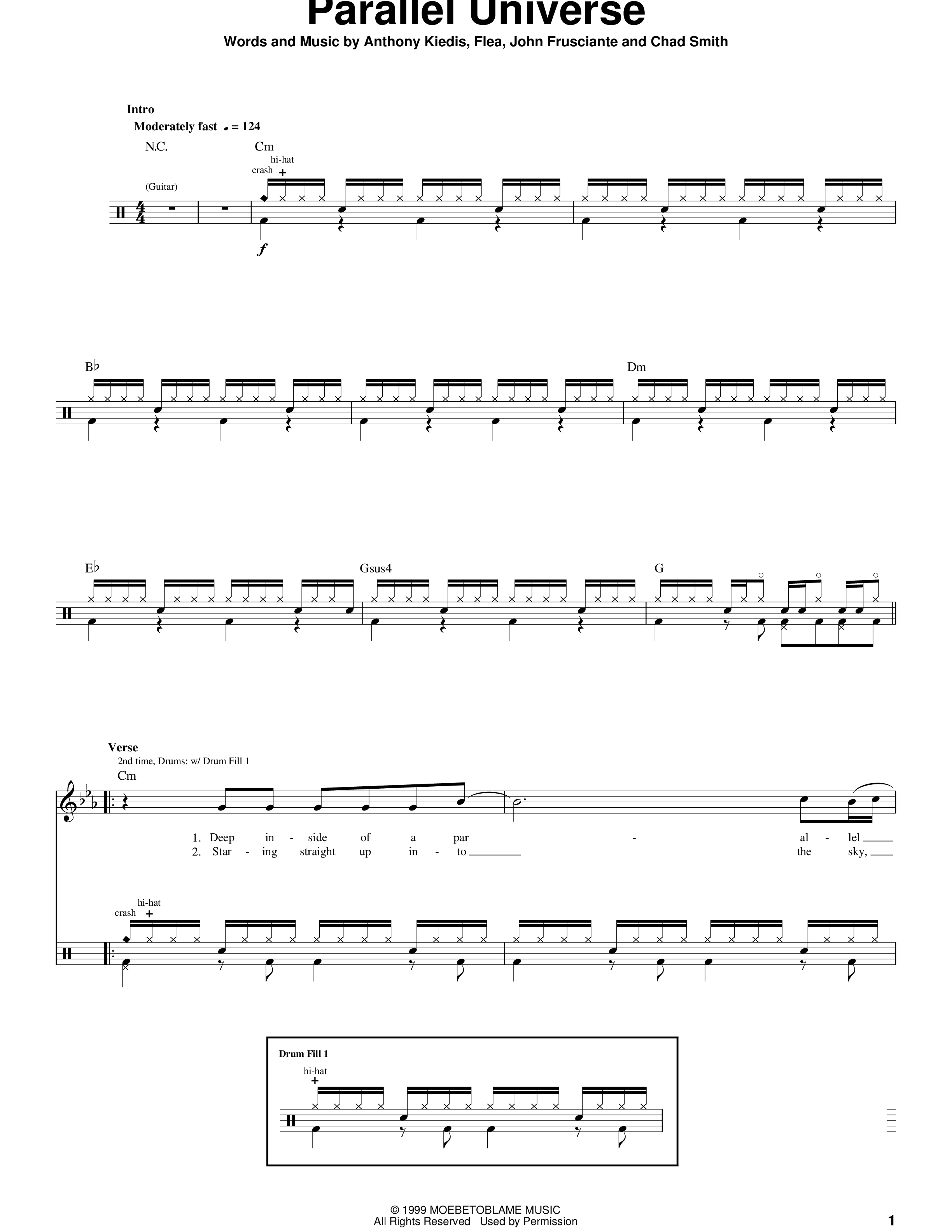Play Official version of Parallel universe sheet music by Red Hot Chili Peppers for Drum (other ...