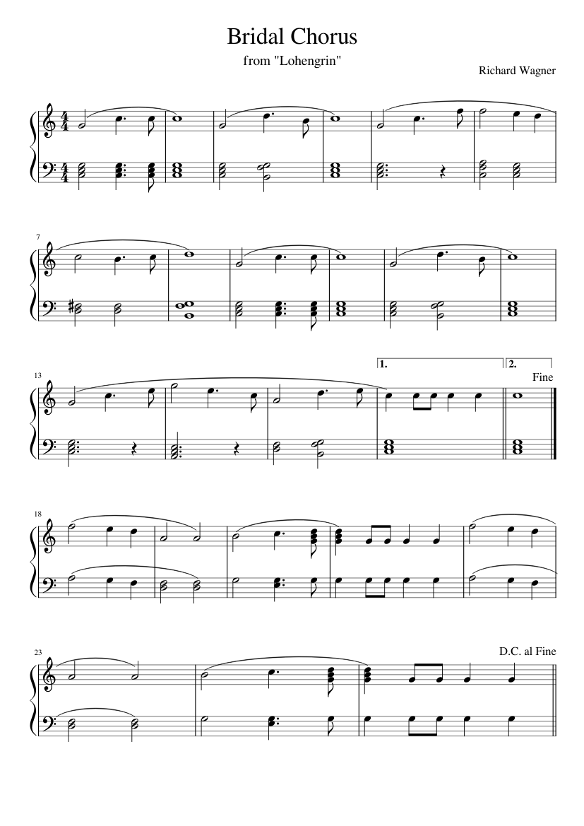 Bridal Chorus Sheet Music for Piano (Solo) easy | MuseScore.com