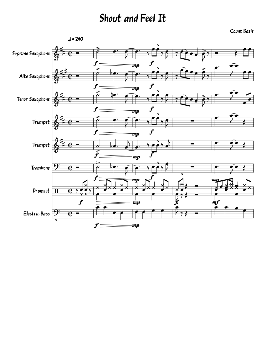 Shout and Feel it Sheet music for Trombone, Saxophone alto, Saxophone ...