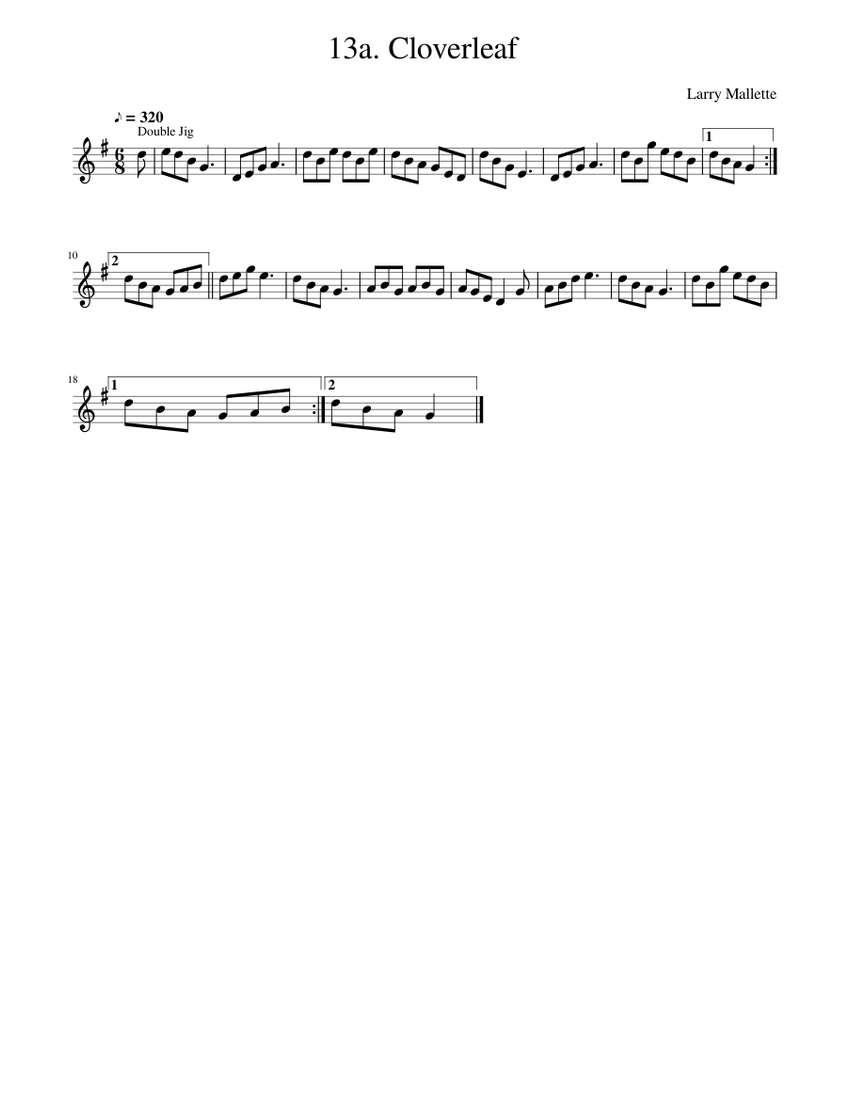 Larry Mallette - 13a. Cloverleaf Sheet music for Piano (Solo ...