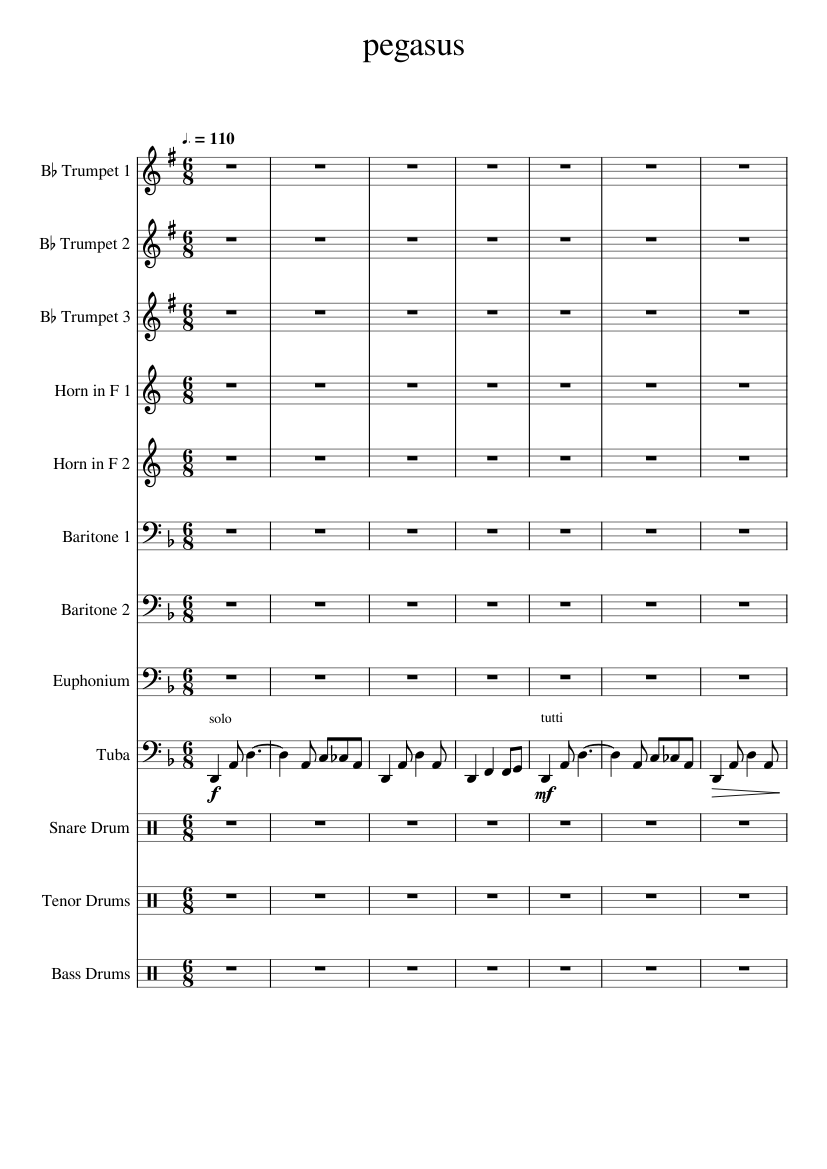 pegasus Sheet Music for Trombone, Euphonium, Tuba, Trumpet in b-flat ...