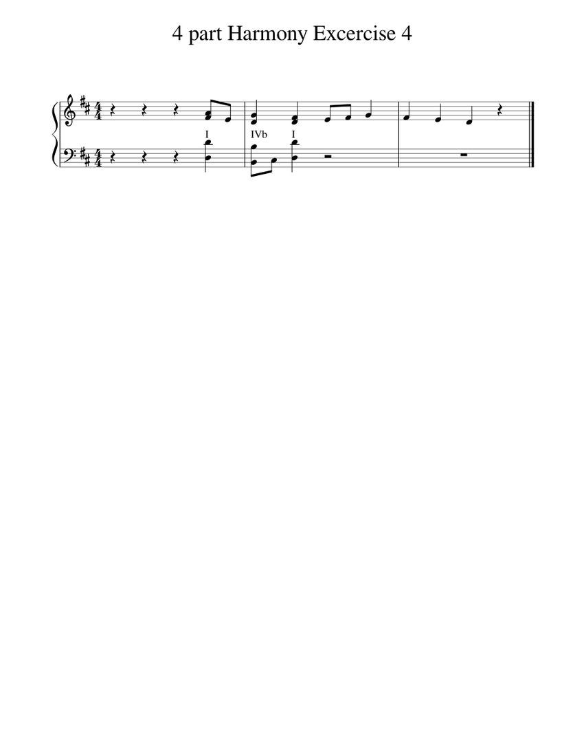 4 part Harmony Exercise 4 Sheet music for Piano (Solo) | Musescore.com