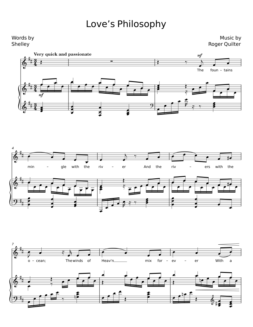 Love's Philosophy, Op. 3, No. 1 - 18th Century English Melody, Ben ...