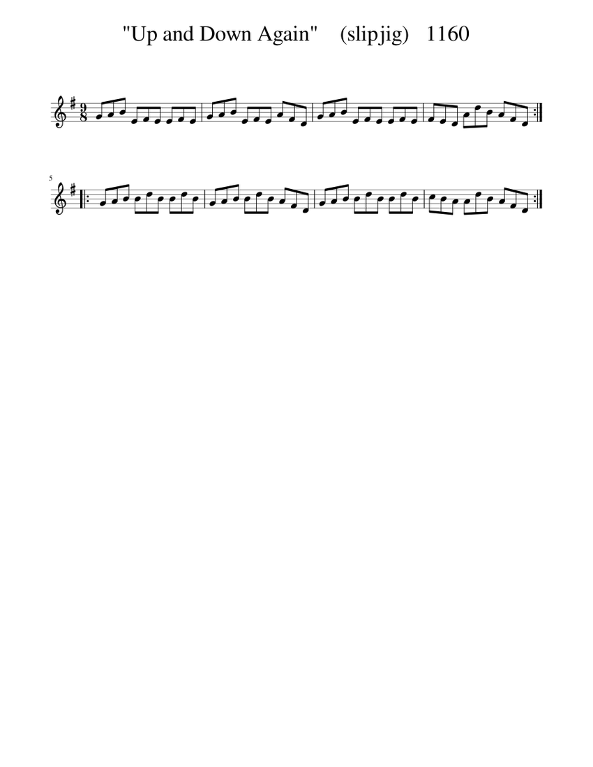 "Up and Down Again" (slipjig) 1160 Sheet music for Piano (Solo ...