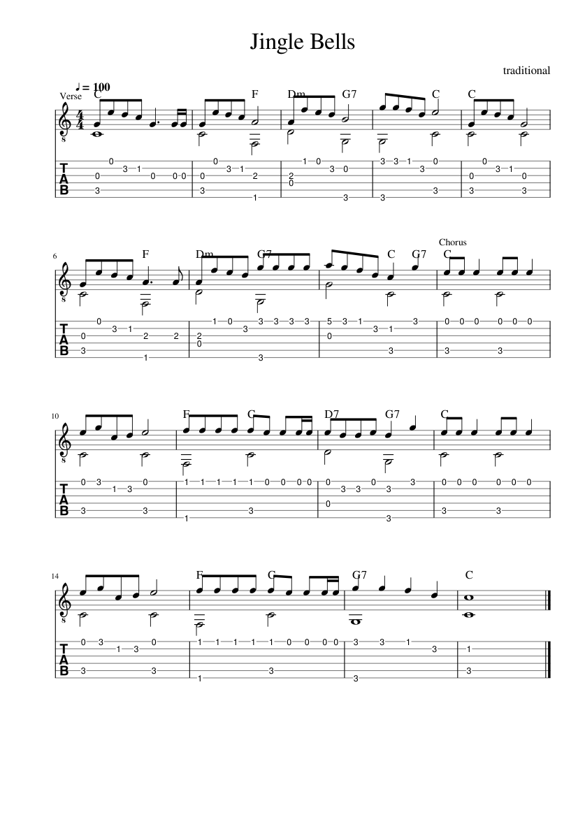 Jingle Bells Sheet music for Guitar (Solo) | Musescore.com