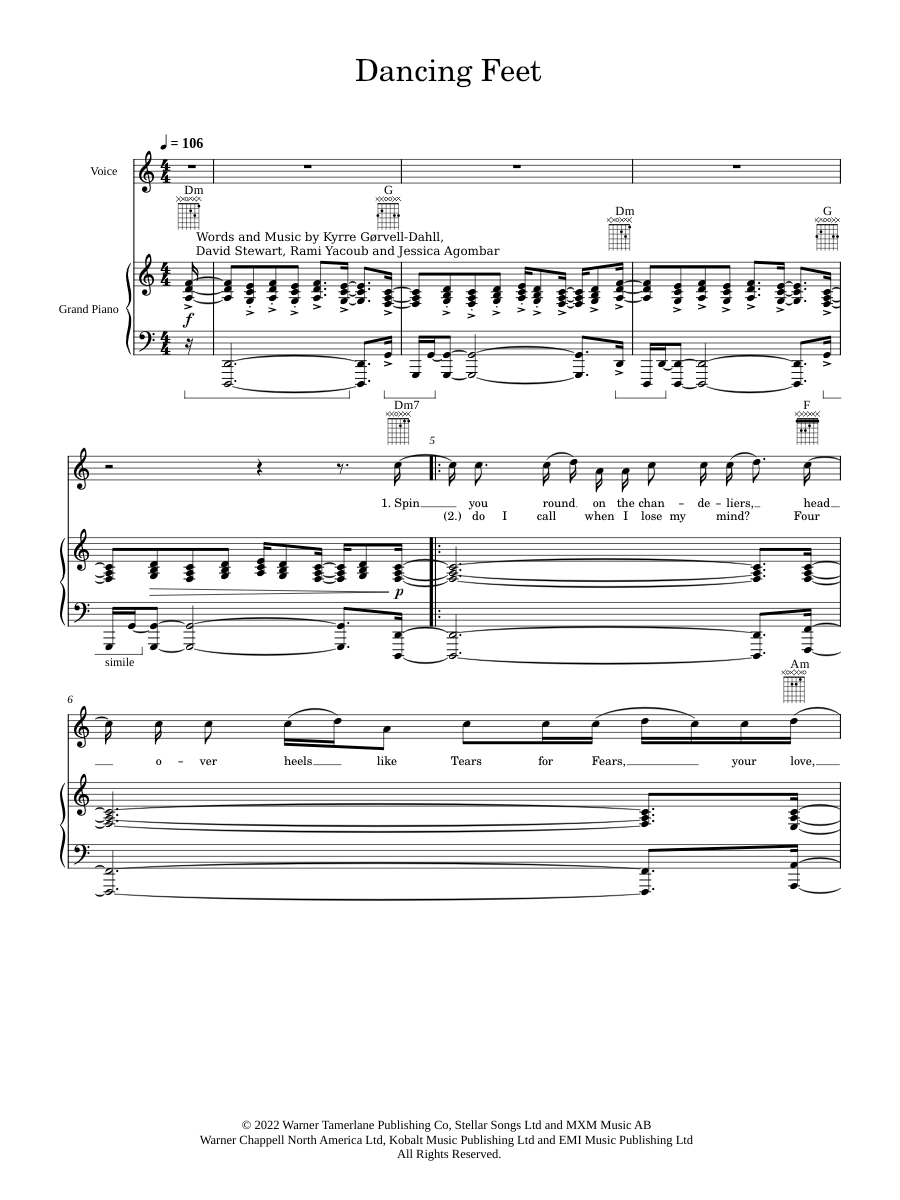 Dancing feet Sheet music for Piano, Vocals by Kygo: Music Notes by ...