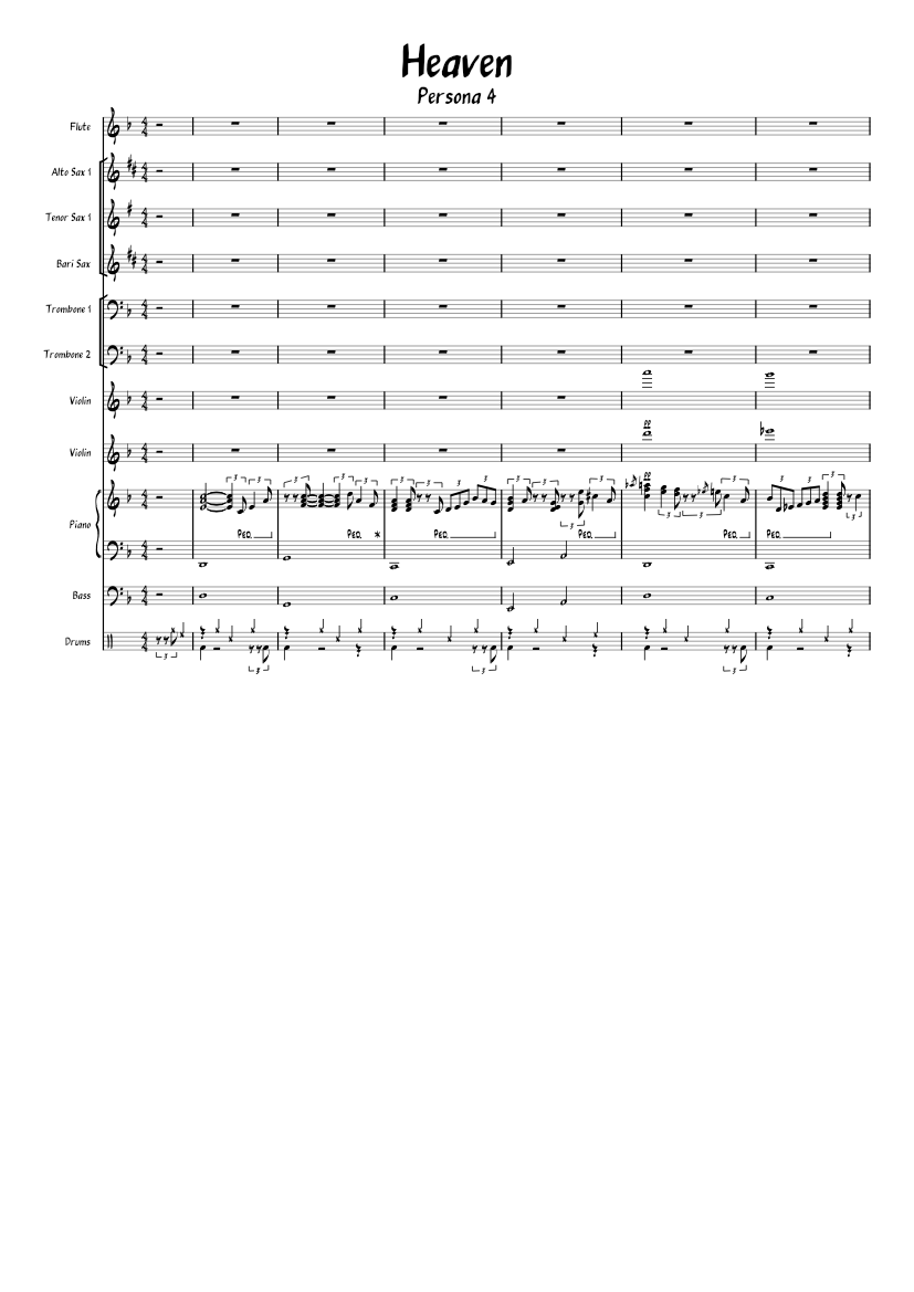 Heaven - Persona 4 Sheet Music for Piano, Trombone, Flute, Saxophone ...