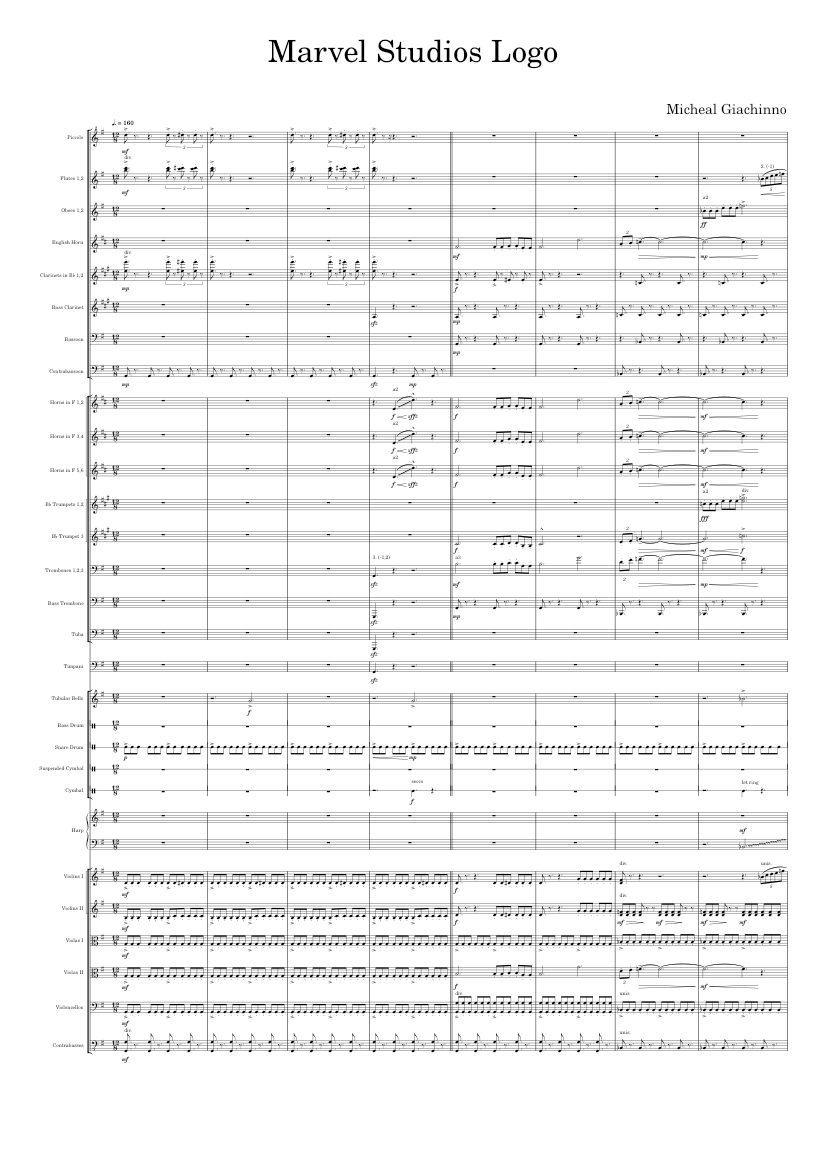 Marvel Studios Logo - Michael Giacchino Sheet music for Trombone, Tuba ...