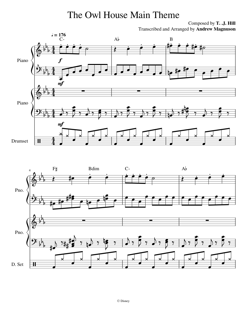 The Owl House Main Theme Sheet music for Piano, Drum Group (Mixed Trio ...