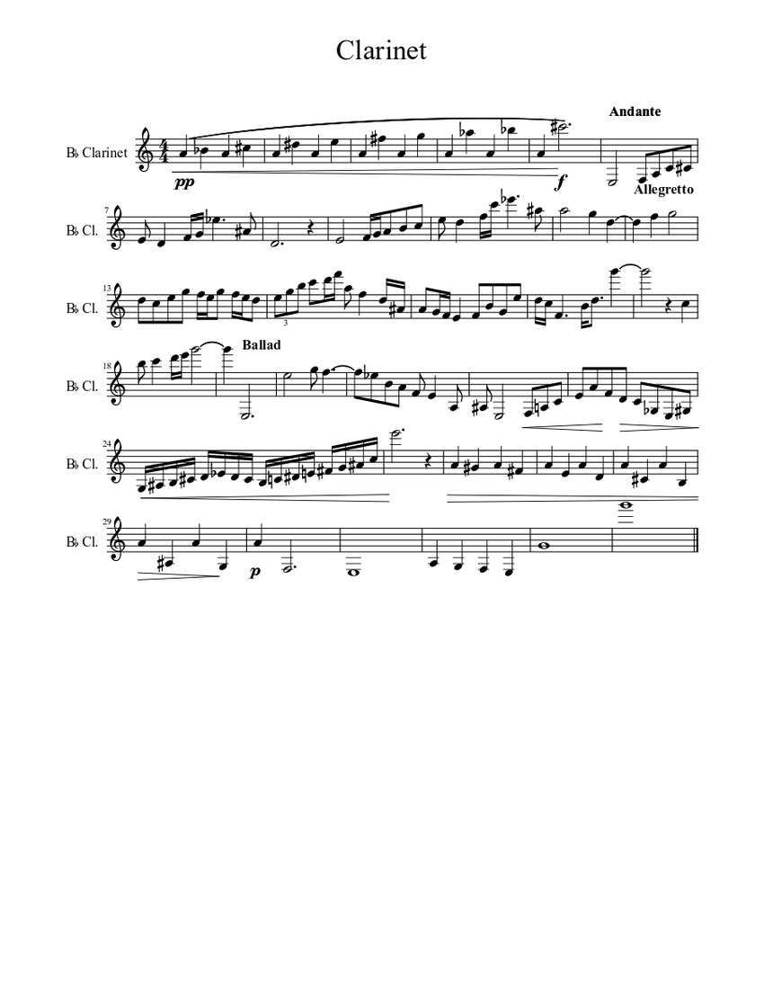 Clarinet Sheet music for Clarinet other (Solo) | Musescore.com