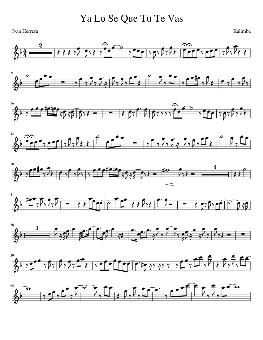 Ya Lo Se Que Tu Te Vas Sheet Music for Trumpet in b-flat (Solo) | MuseScore.com