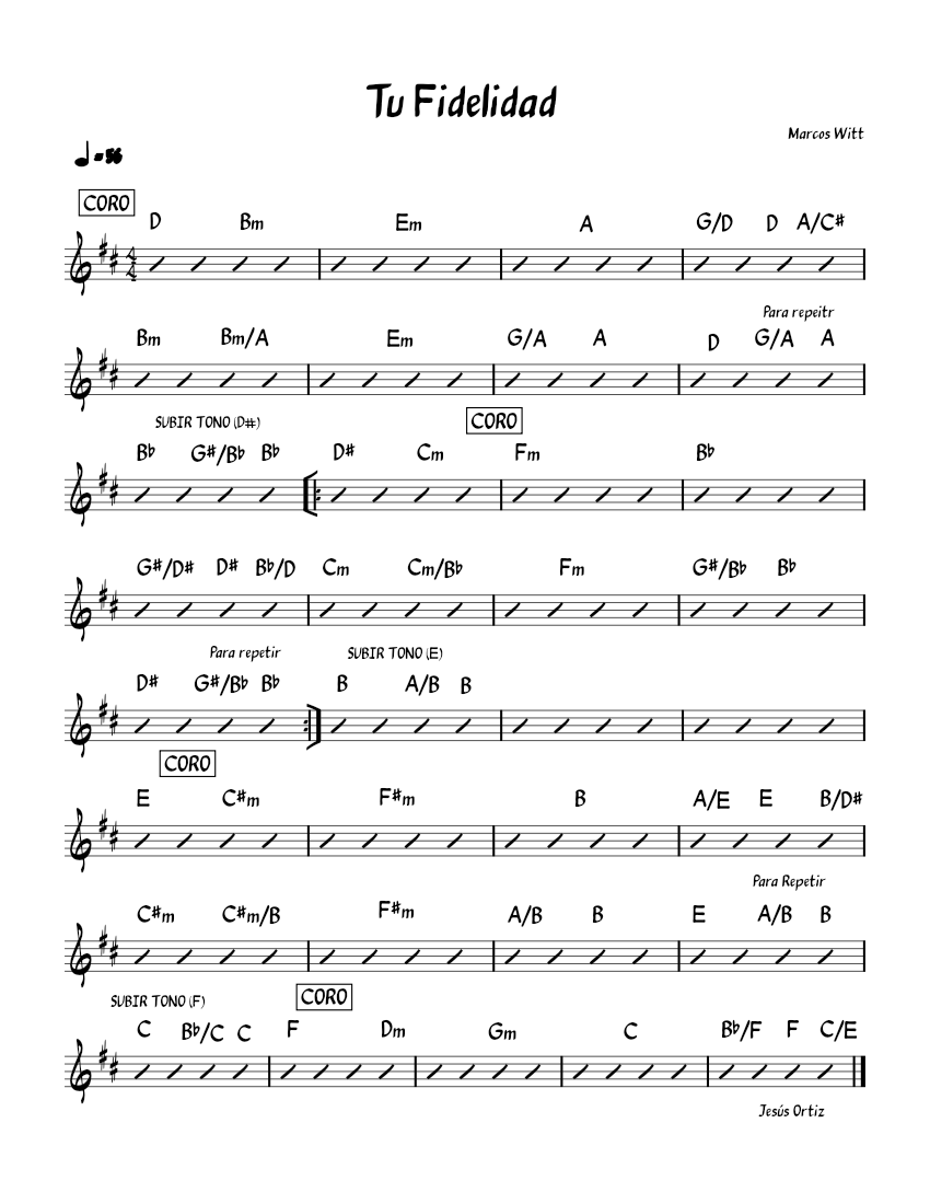 Tu Fidelidad Sheet Music with Chords for Piano (Solo) Easy | MuseScore.com